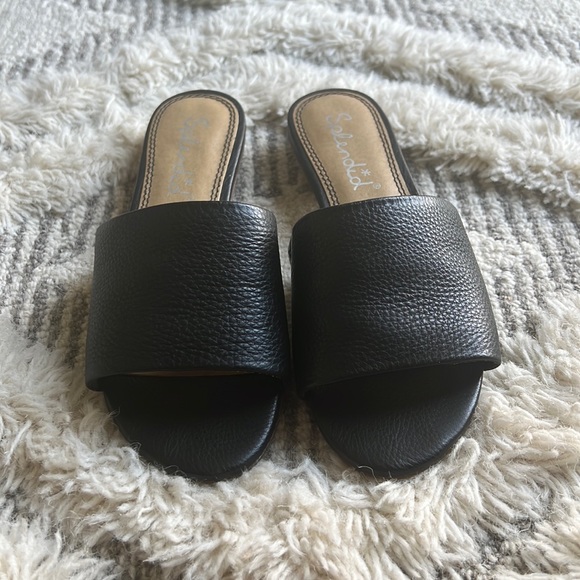 Splendid | Shoes | Splendid Black Leather Slides | Poshmark